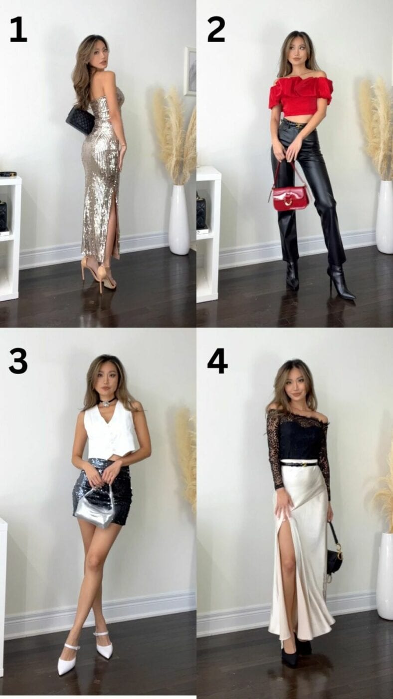 rich girl party looks holiday outfits for the office - Kerina Wang