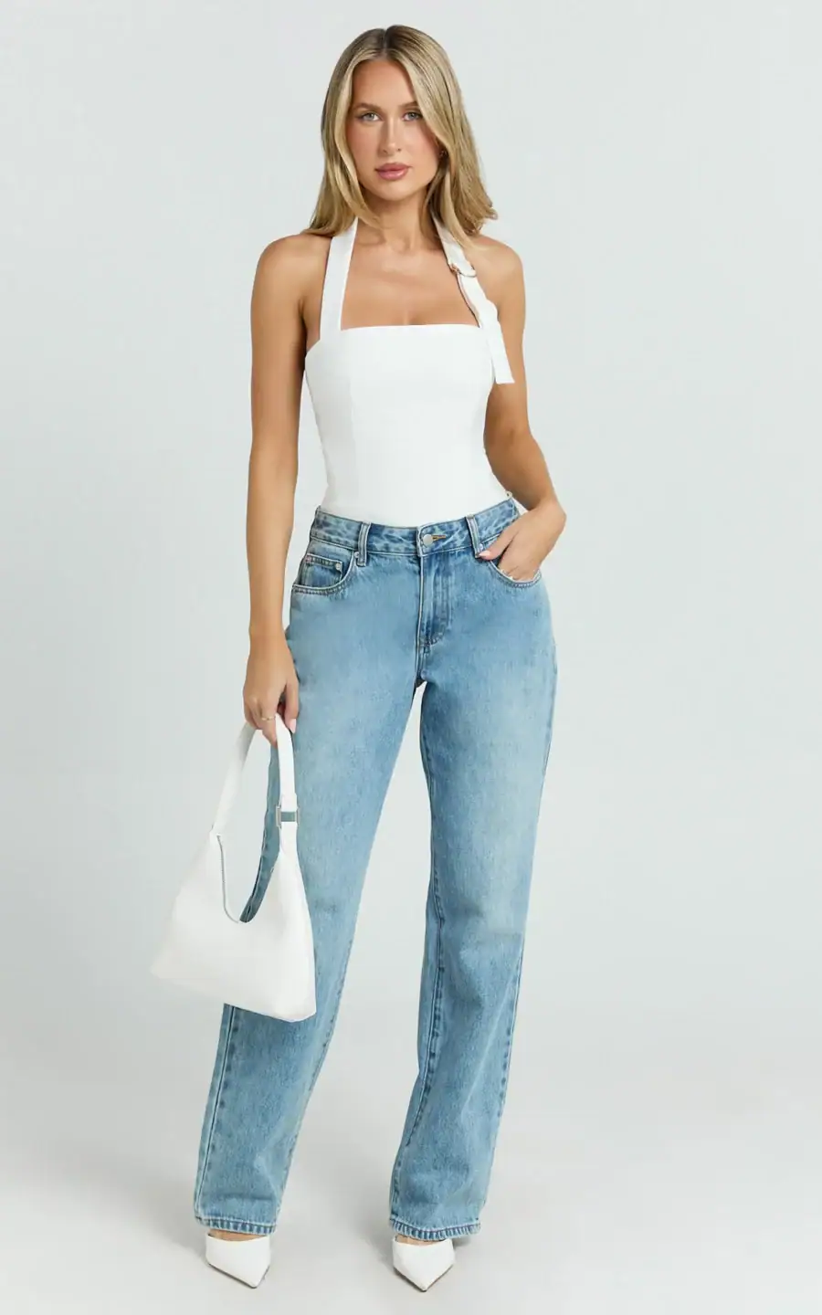 White Adjustable Halter Top - Kerina Wang
